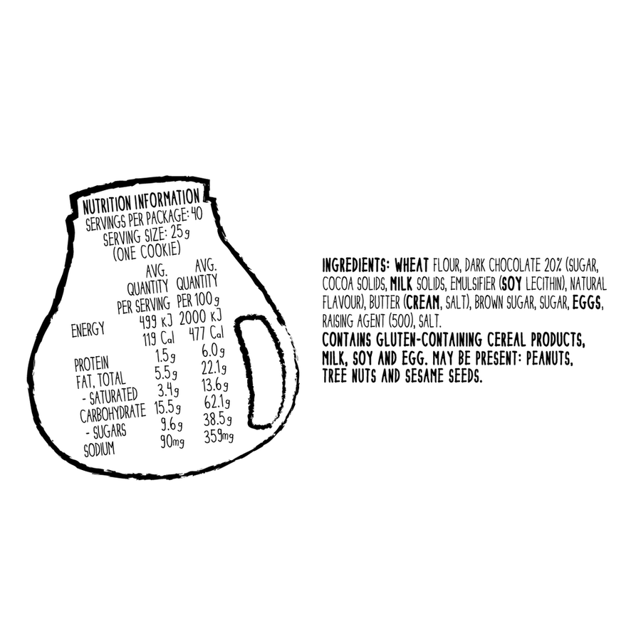 1kg Family Pack Of Chocolate Chunk Rookie Cookies – Munchtime