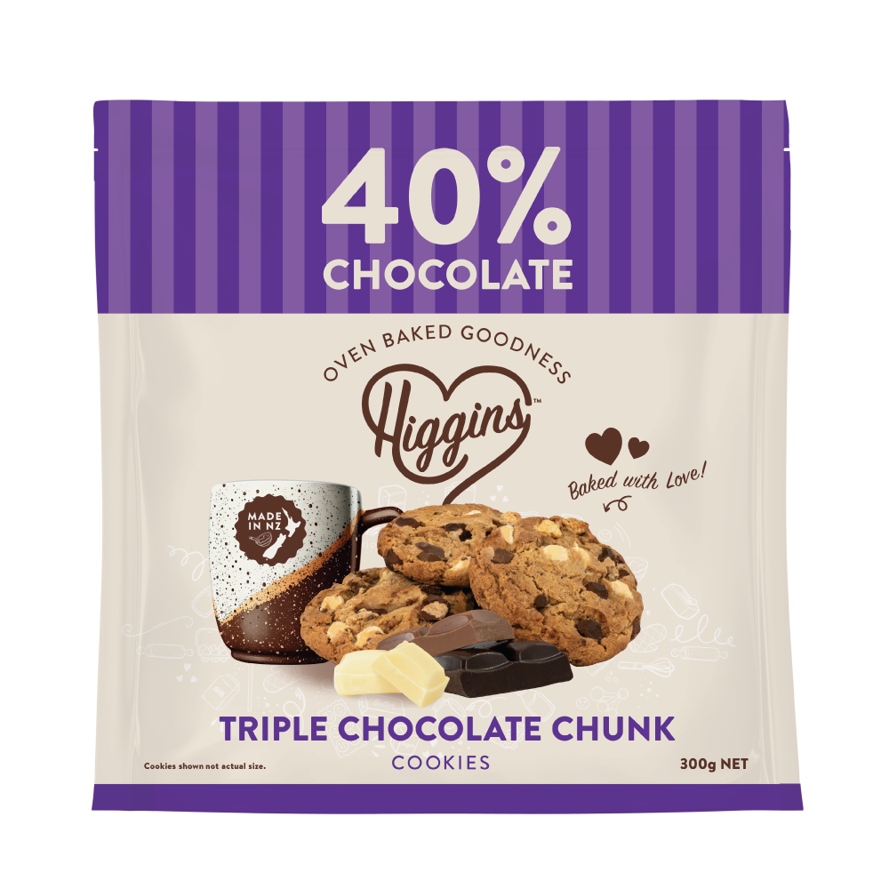 Higgins 40% Chocolate 300g Triple Chocolate Chunk Cookies – Munchtime