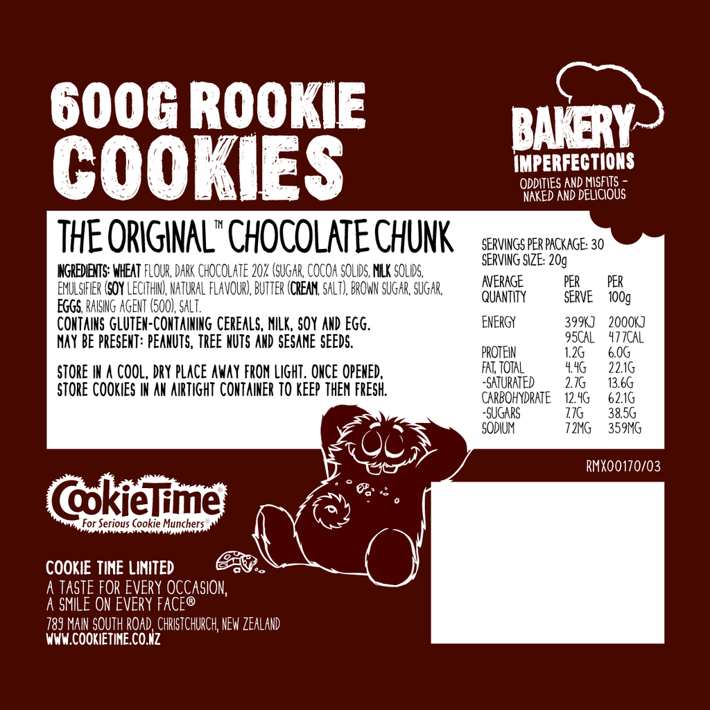 600g Original Chocolate Chunk Rookie Cookies - Bakery Imperfections ...