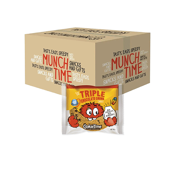 Full Carton (120 units) - Triple Chocolate Chunk 85g Cookies – Munchtime