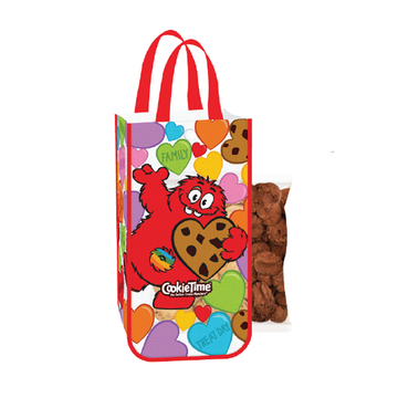 Hearts Tote Bag with 275g Double Chocolate Chewy Caramel Bites – Munchtime