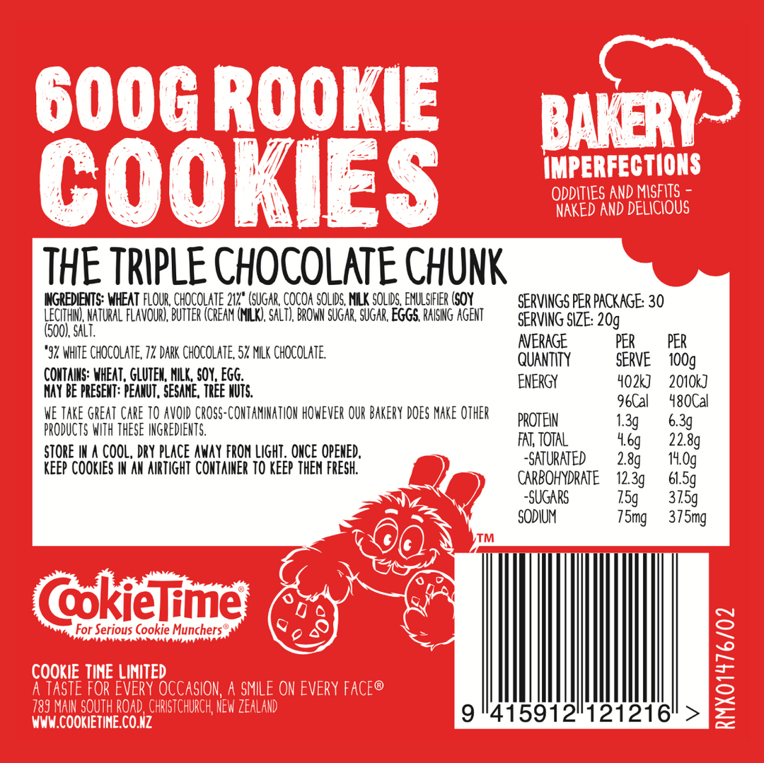 600g Triple Chocolate Chunk Rookie Cookies - Bakery Imperfections ...